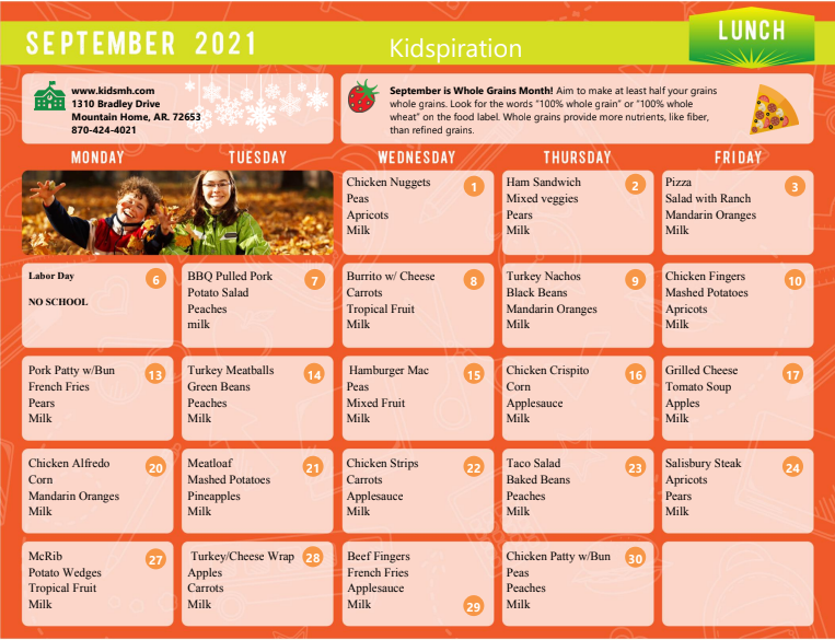 Menus | Kidspiration Pediatric Therapy Services | Mountain Home ...