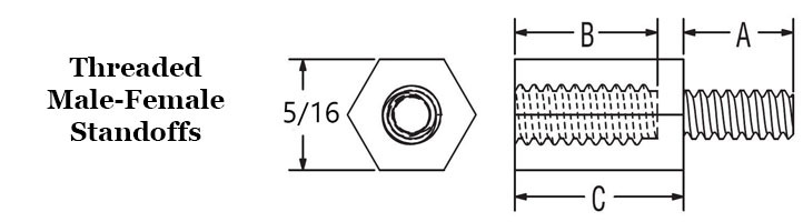 5/16 HEX THREADED MALE-FEMALE STANDOFFS | Volt Industrial Plastics