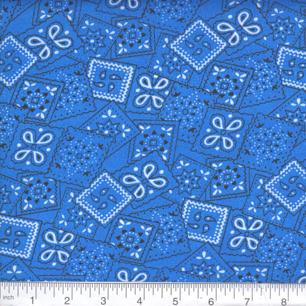 45 Poly Cotton Bandana Print Blue | Marshall Dry Goods Company