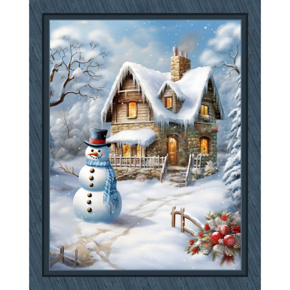 45 Snowman Cottage 36 X 45 Panel | Marshall Dry Goods Company